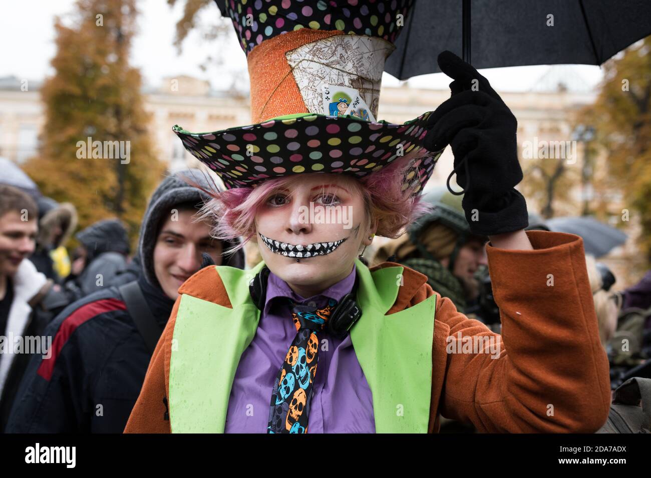 KIEV, UKRAINE - Oct 30, 2016: Zombie Walk. Young people taking part in ...