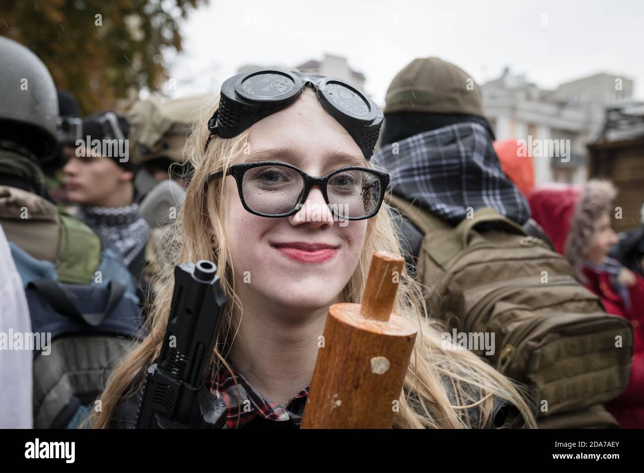 KIEV, UKRAINE - Oct 30, 2016: Zombie Walk. Young people taking part in ...