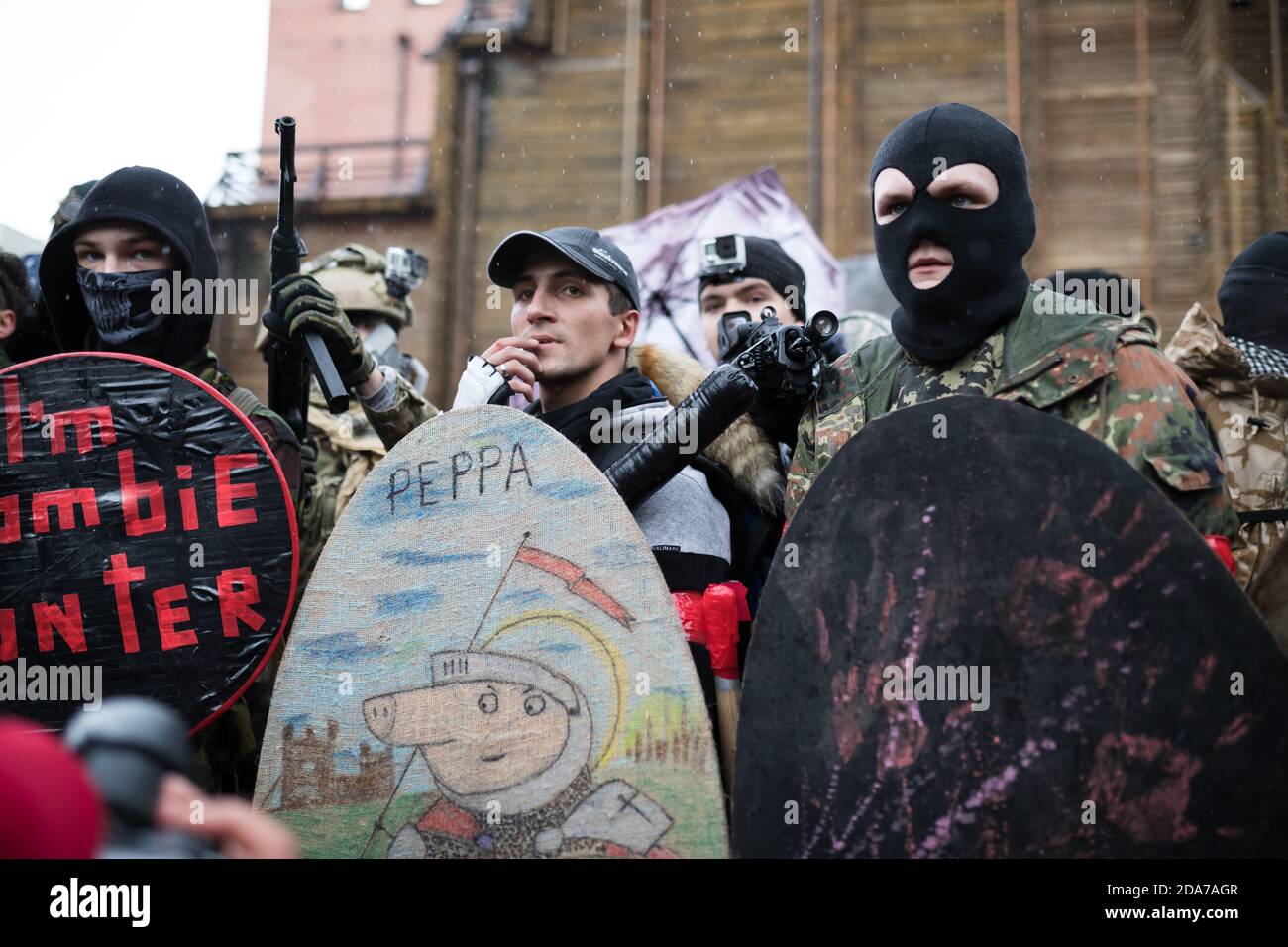 KIEV, UKRAINE - Oct 30, 2016: Zombie Walk. Young people taking part in ...