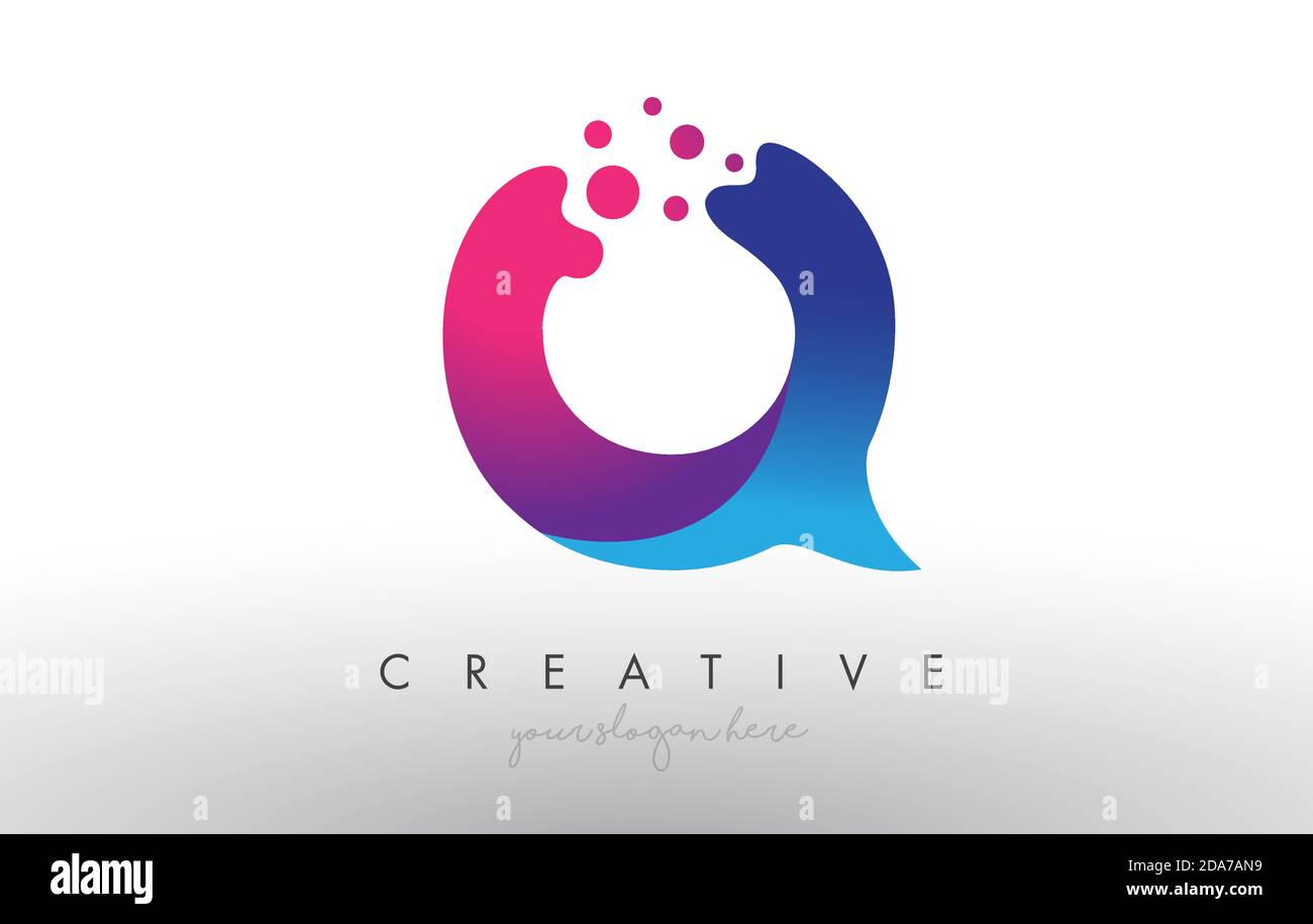 Q Letter Design with Creative Dots Bubble Circles and Blue Pink Colors ...