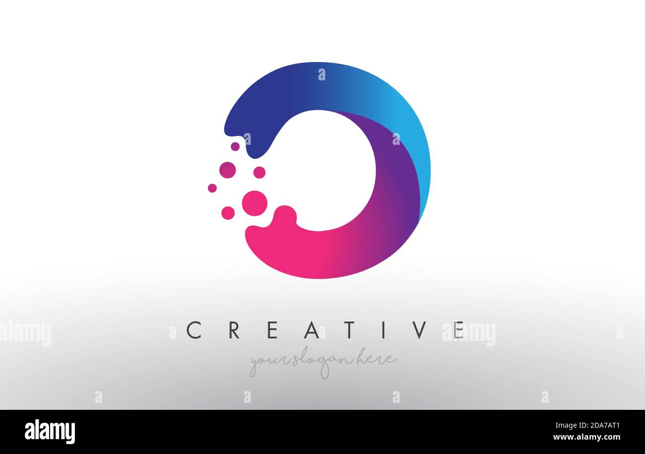 O Letter Design with Creative Dots Bubble Circles and Blue Pink Colors ...
