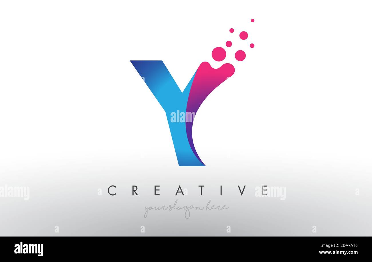 Y Letter Design with Creative Dots Bubble Circles and Blue Pink Colors ...