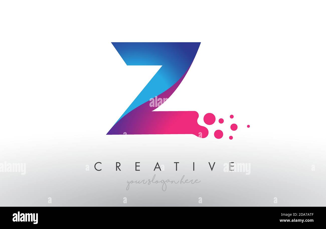 Z Letter Design with Creative Dots Bubble Circles and Blue Pink Colors ...