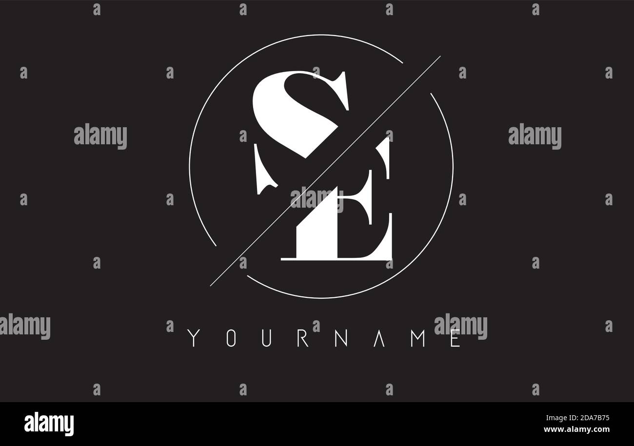 Cut and Intersected SE S E Letters Logo with Round Frame Design Vector ...