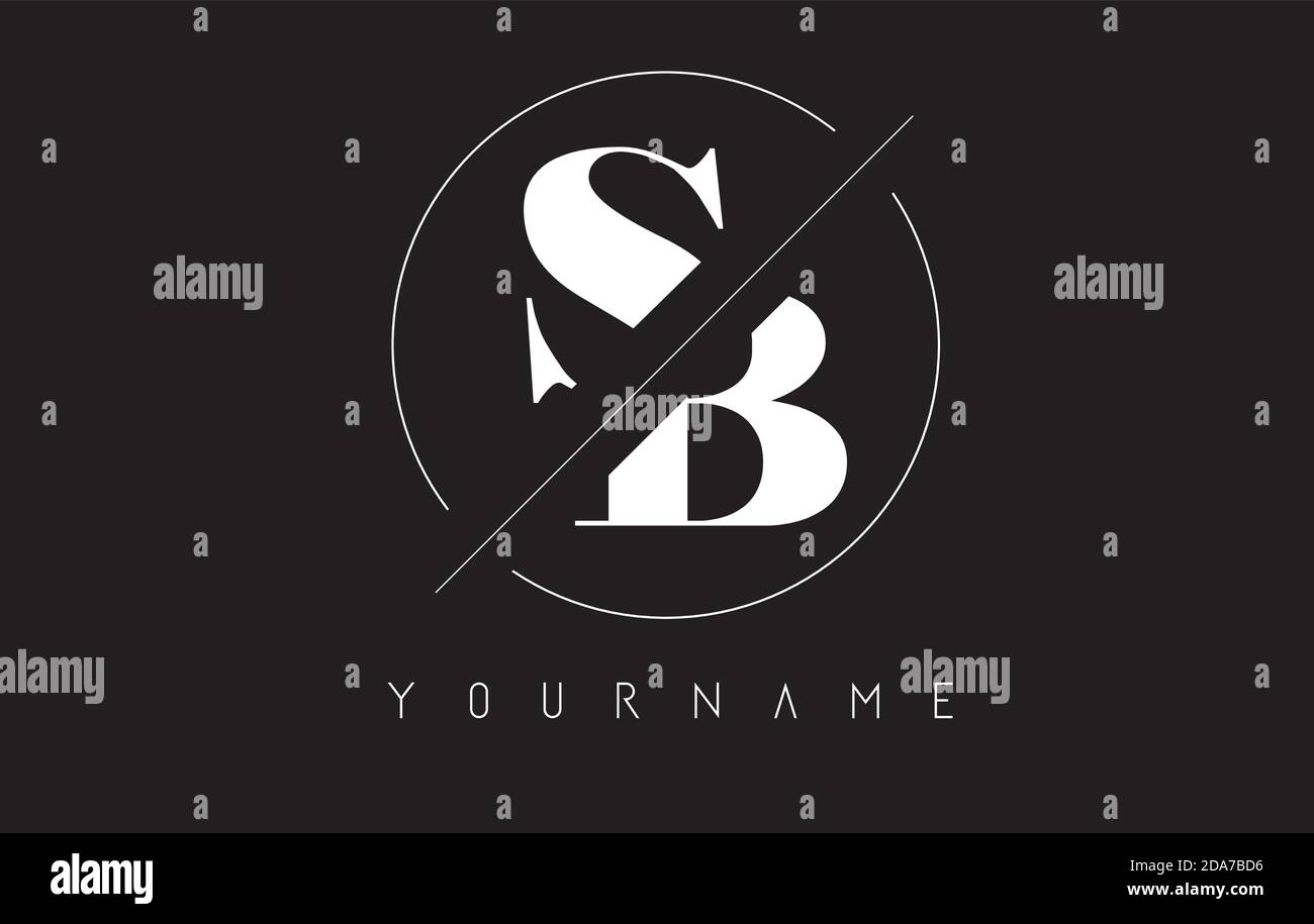 Cut and Intersected SB S B Letters Logo with Round Frame Design Vector ...