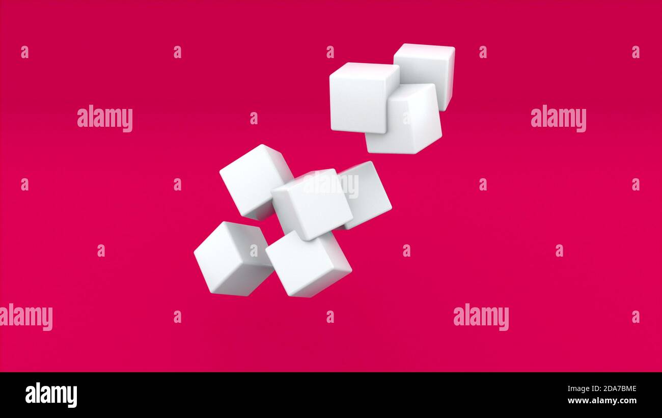 Transforming simple cube shape in complex construction, computer ...