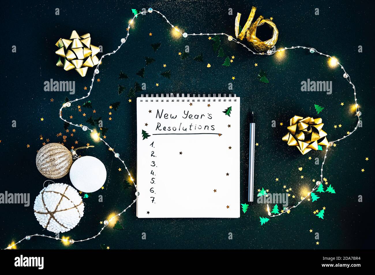 New Year's goals. the list of resolutions in a notepad. Resolution ...