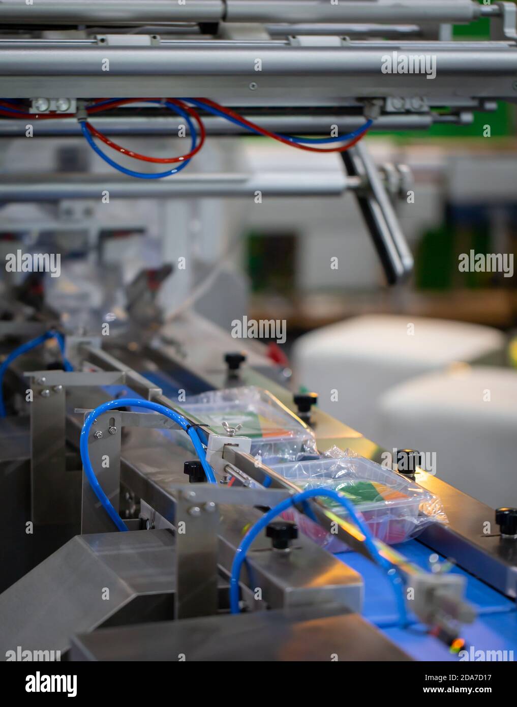 Automatic food flow wrapping machine. Food packaging machine Stock ...