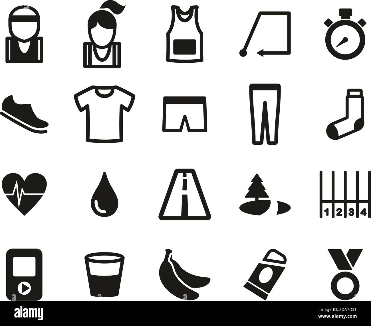 Running Or Jogging Icons Black & White Set Big Stock Vector Image & Art ...
