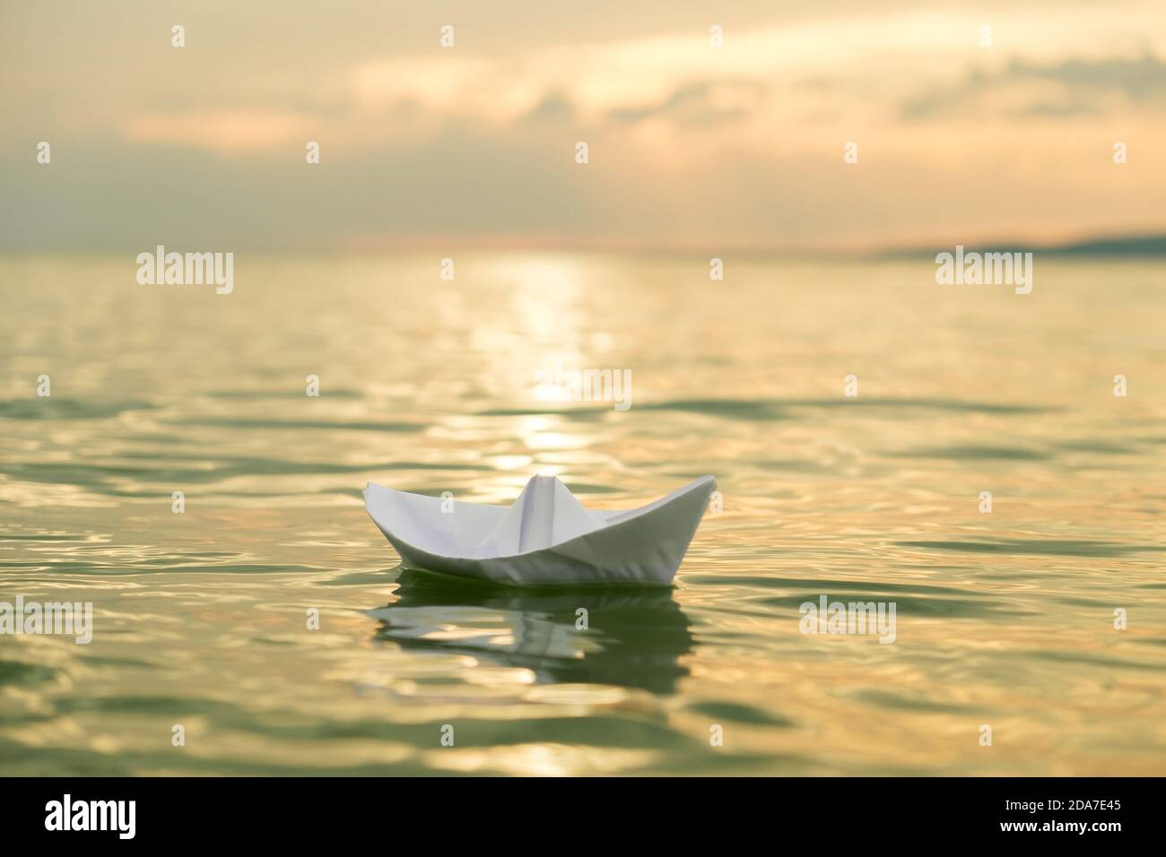 handmade paper boat on lake water Stock Photo - Alamy