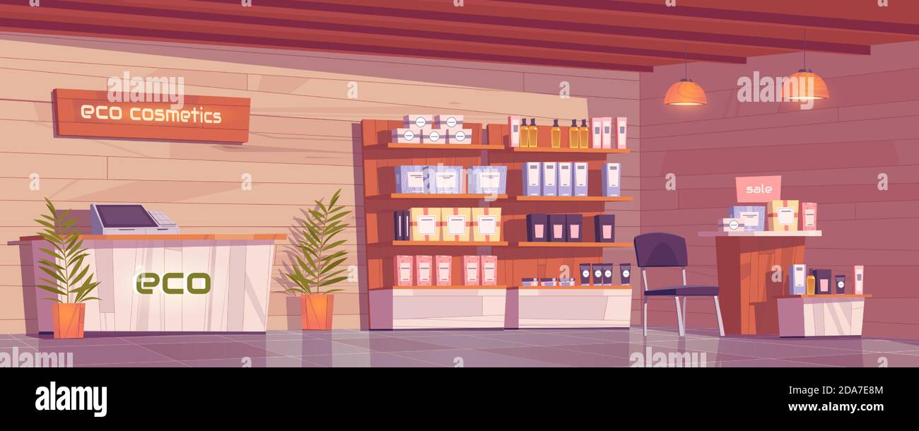 Eco cosmetics shop with natural products for makeup, skincare and ...