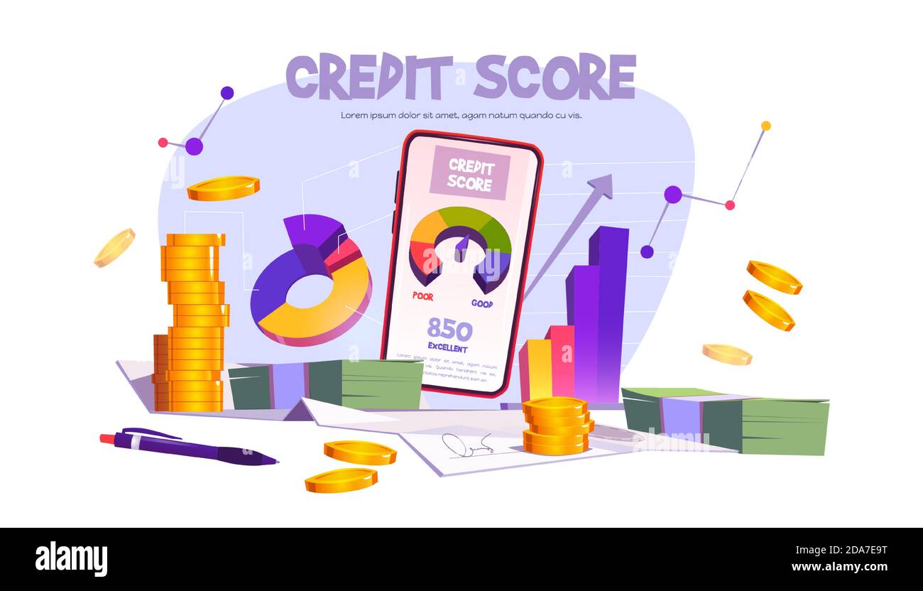 Credit score mobile application with rating scale from bad to good rate ...