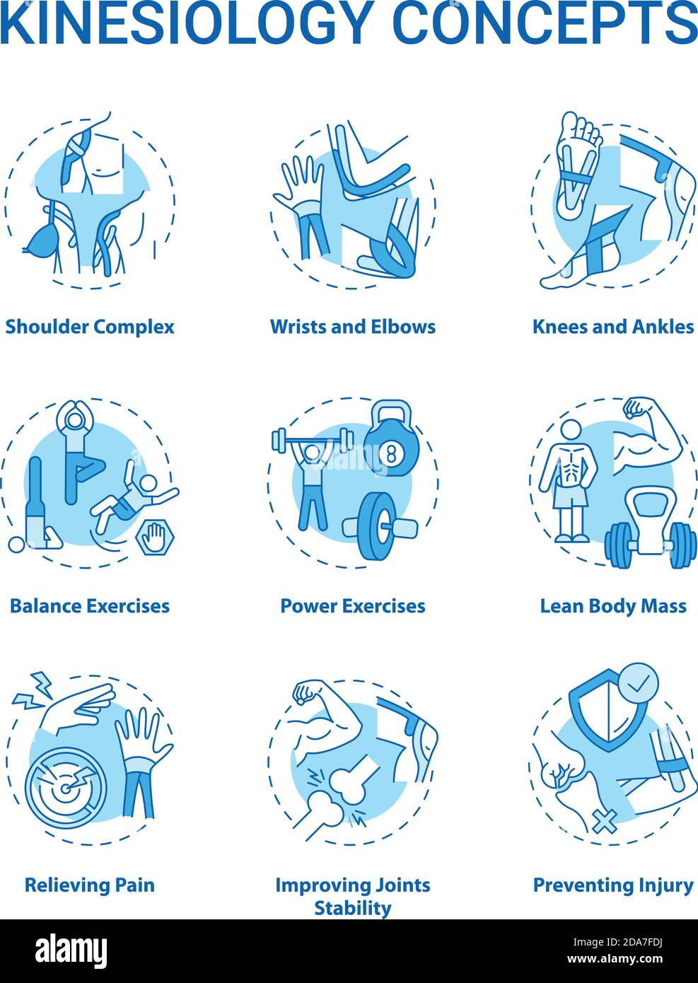Kinesiology concept turquoise icons set Stock Vector Image & Art - Alamy