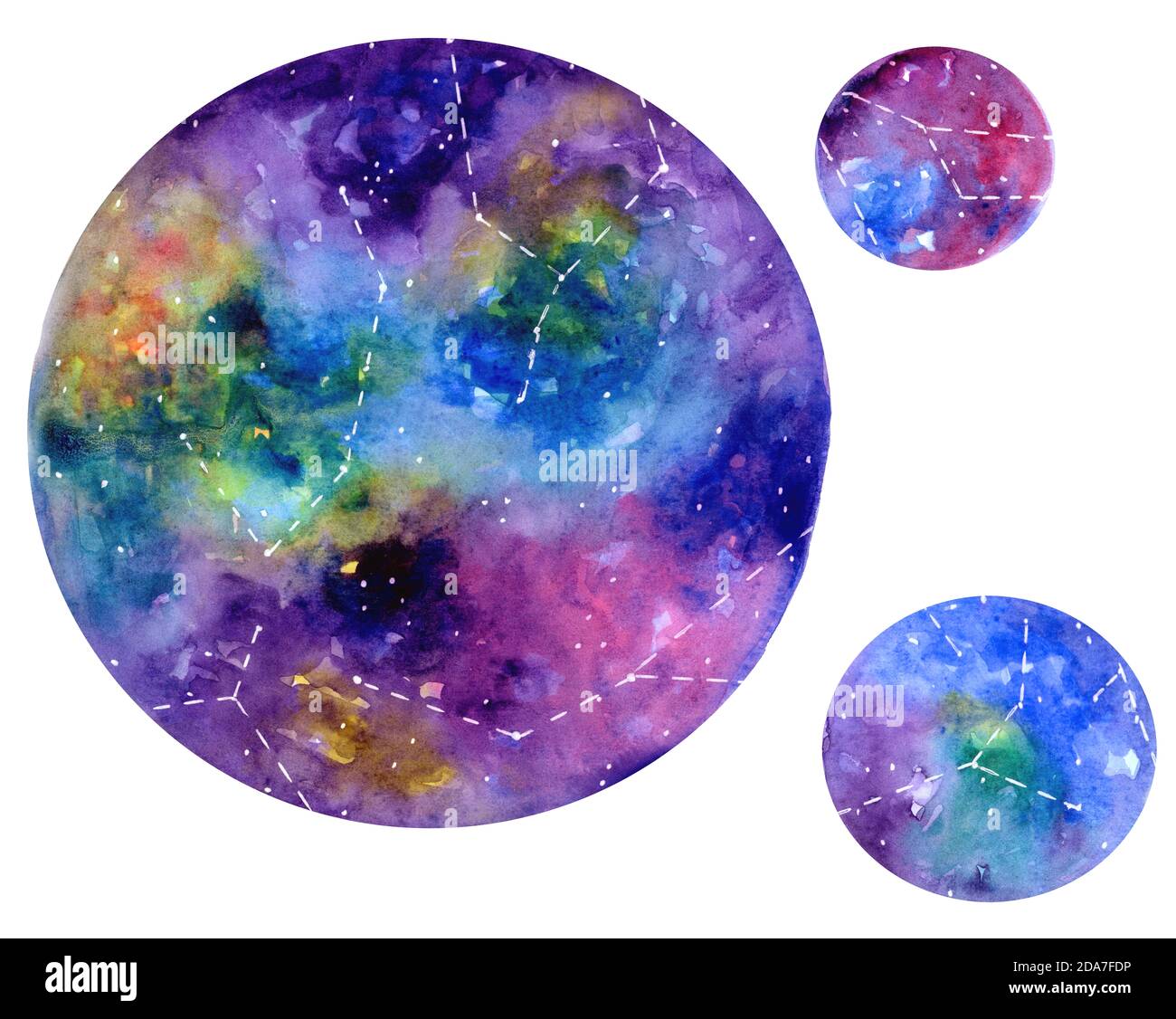 Night sky with stars, abstraction space sky background 3 circles ...
