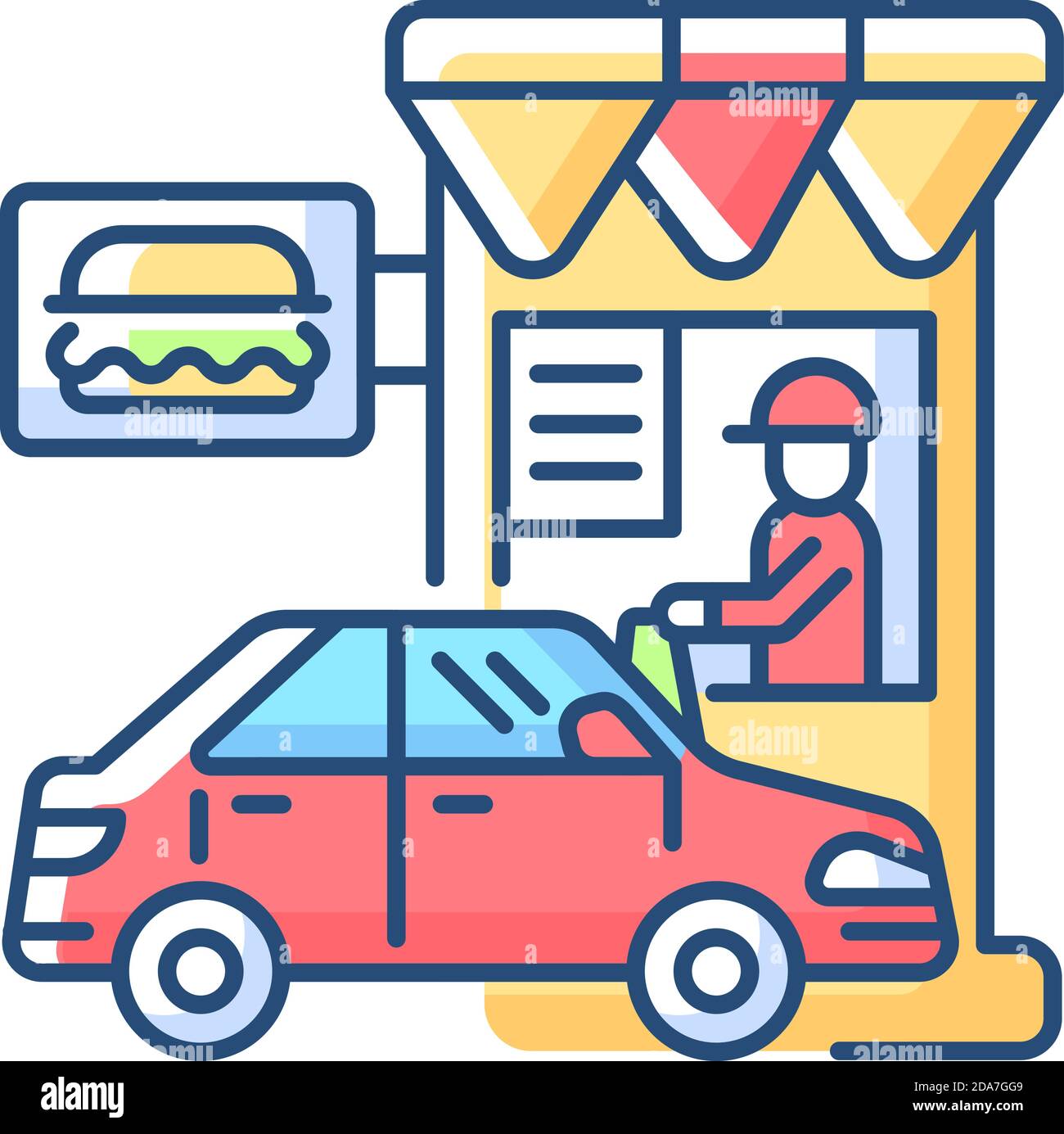 Drive through restaurant RGB color icon Stock Vector Image & Art - Alamy
