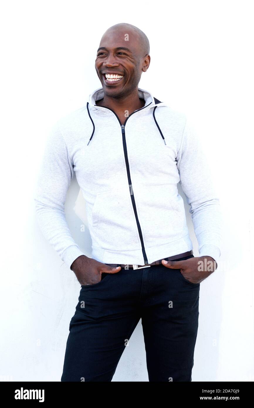 Portrait of stylish african male model posing against white background ...