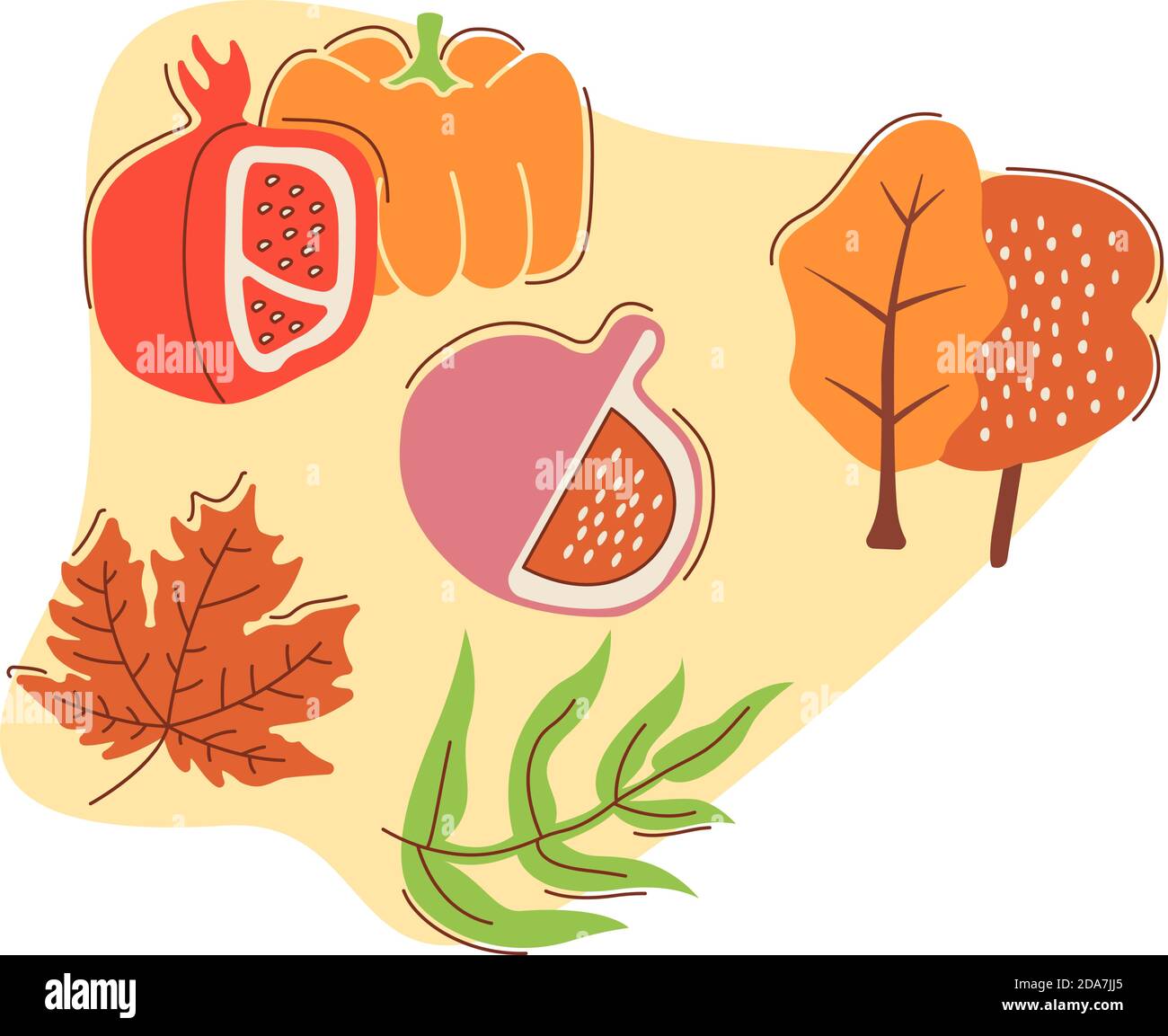Seasonal harvest flat vector concept illustration with abstract shapes ...