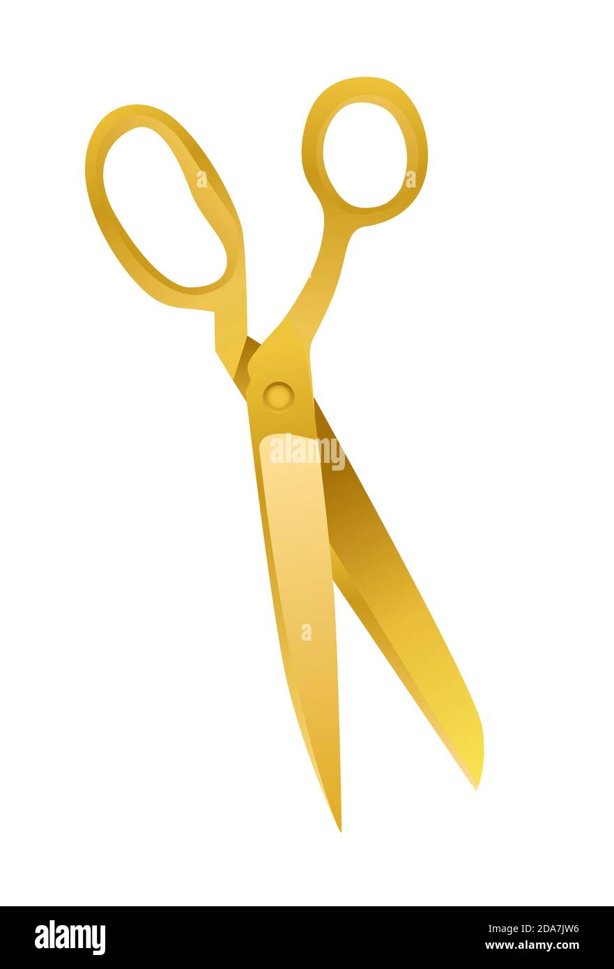 Golden Scissors Icon Isotared on White Background. Vector Illustration ...