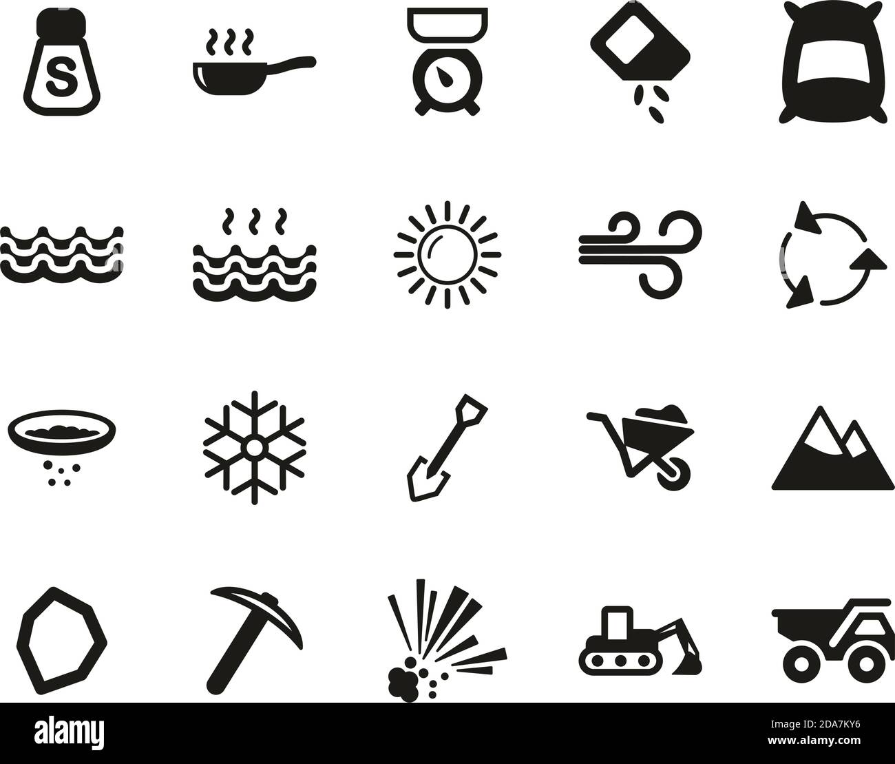 Salt & Salt Mining Icons Black & White Set Big Stock Vector Image & Art ...