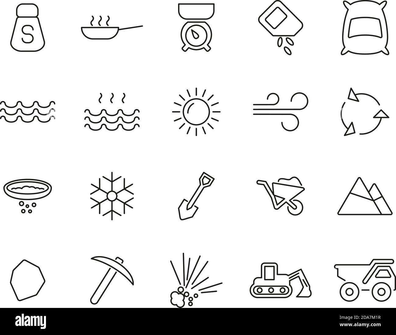 Salt & Salt Mining Icons Black & White Thin Line Set Big Stock Vector ...