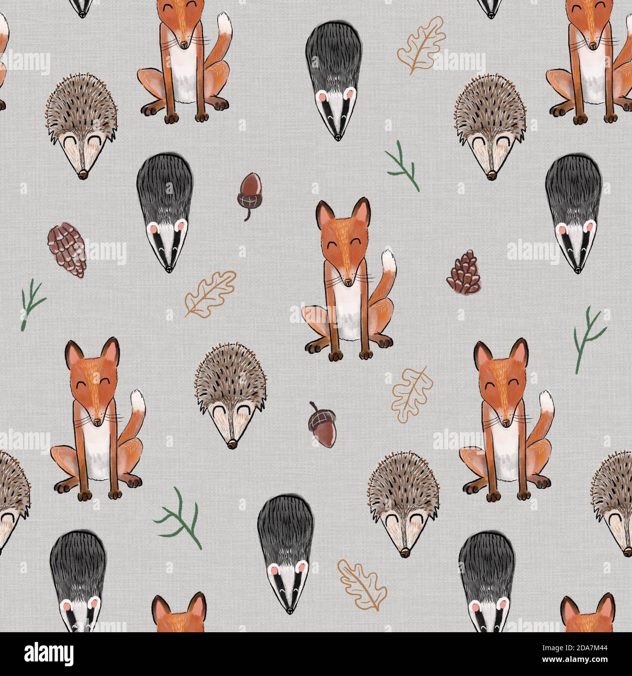 woodland animals seamless pattern Stock Photo - Alamy