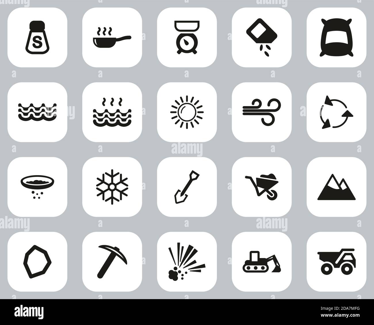 Salt & Salt Mining Icons Black & White Flat Design Set Big Stock Vector ...