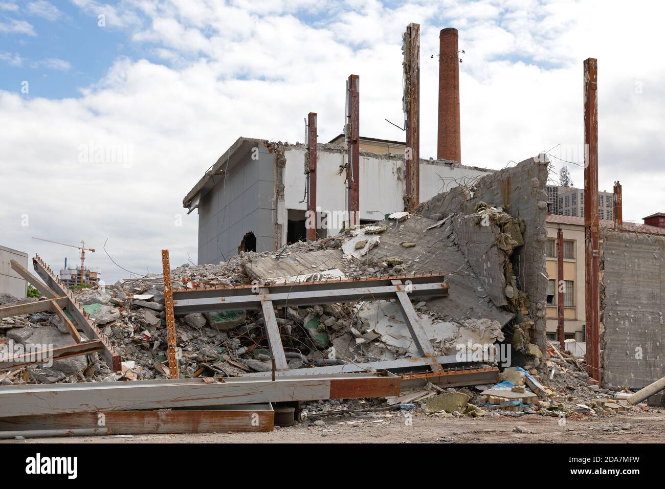 Old Factory Building Demolition Steel Beams Structure Stock Photo - Alamy