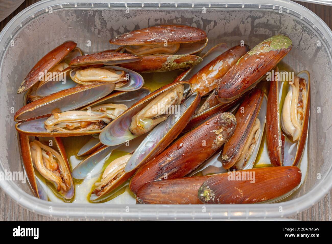 Lithophaga Date Shell Mussel Cooked in Box Stock Photo - Alamy