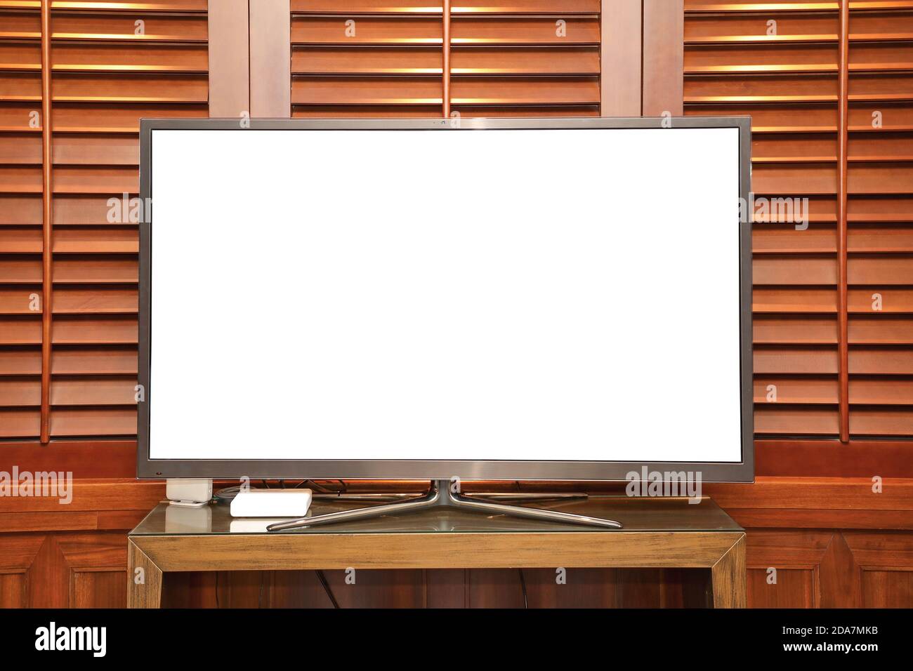 Big Lcd Tv Screen in Woden Cabin Stock Photo - Alamy