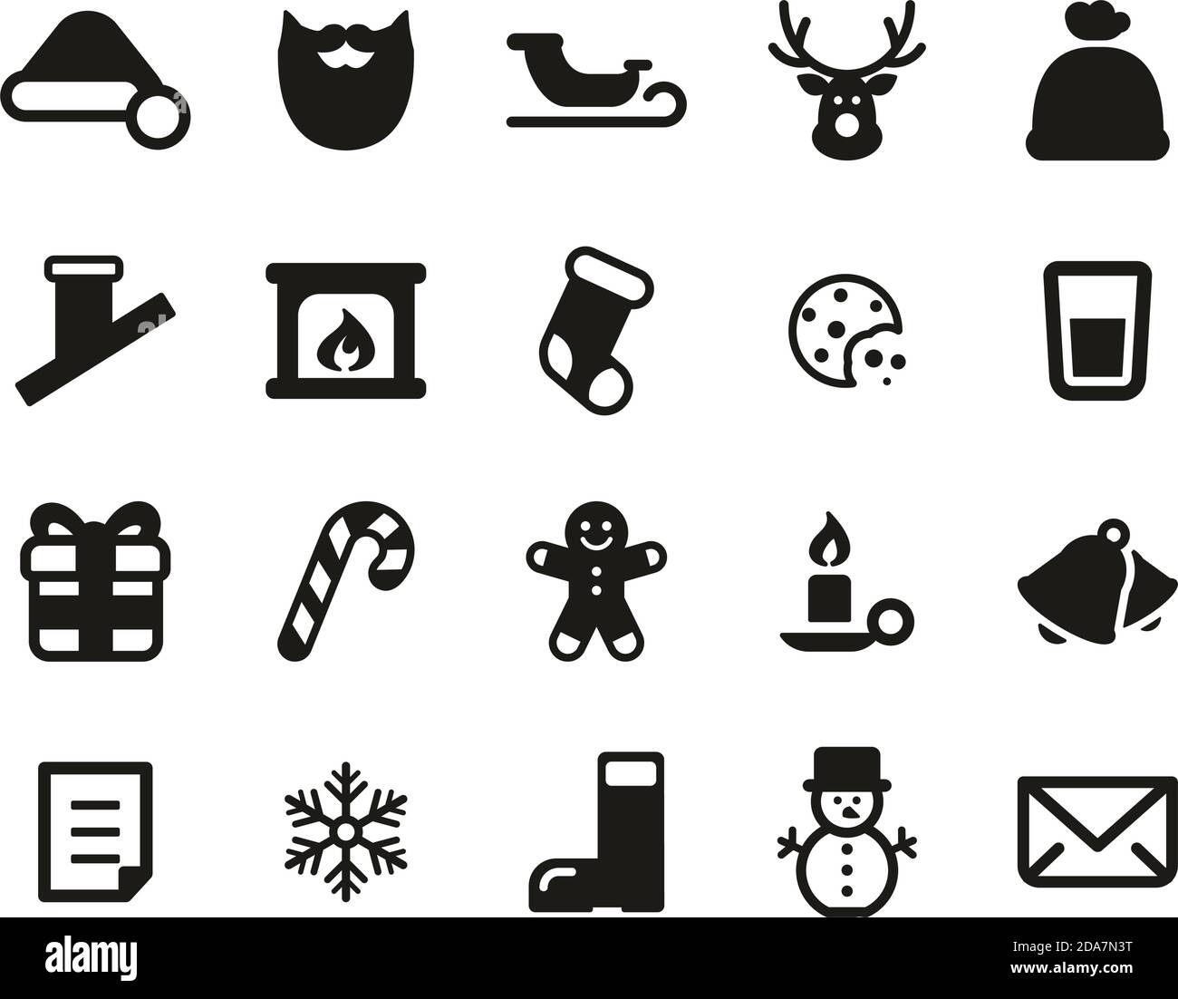 Santa Claus Icons Black & White Set Big Stock Vector Image & Art - Alamy