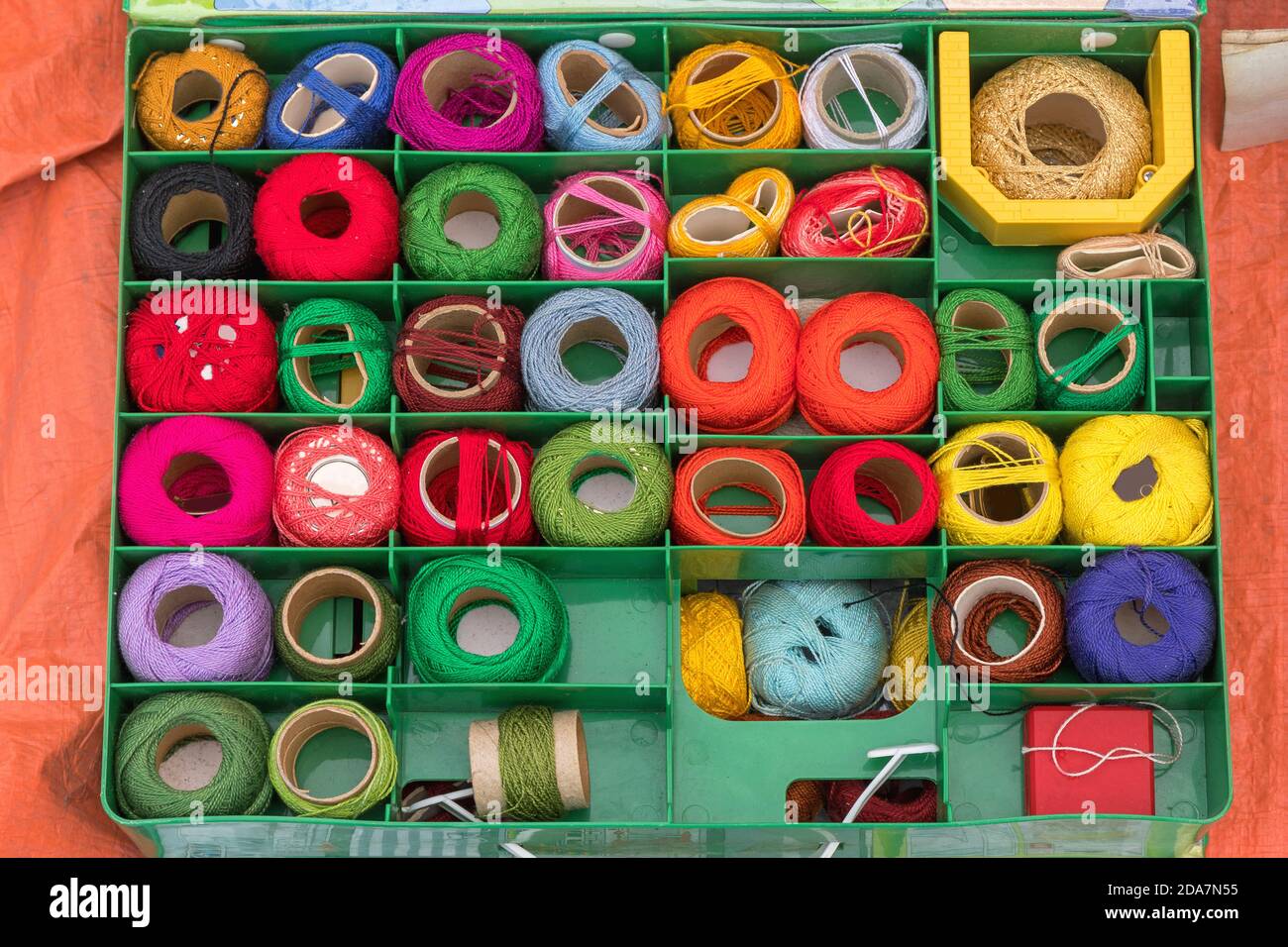 Big Box of Colourful Sewing Thread Spools Stock Photo - Alamy