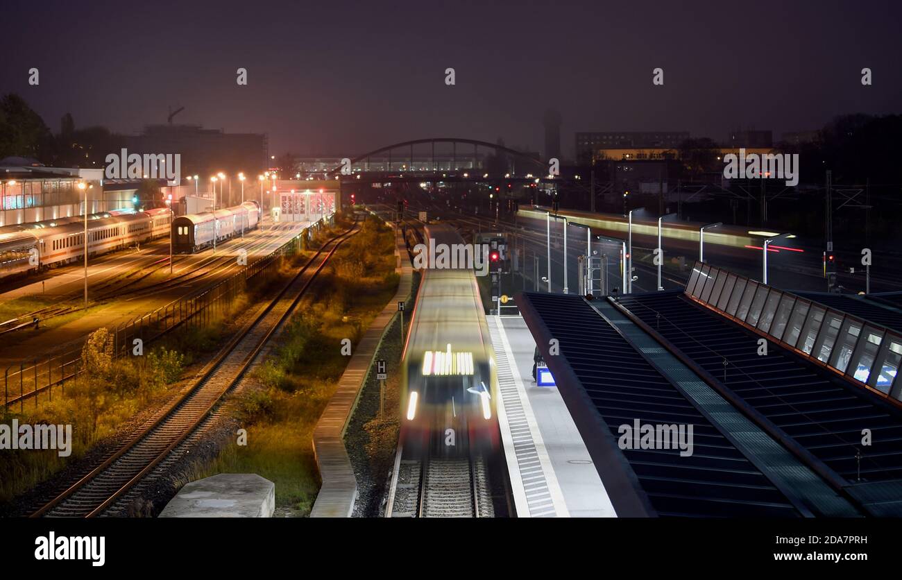 Berlin, Germany. 08th Nov, 2020. An S-Bahn (suburban train) enters the ...