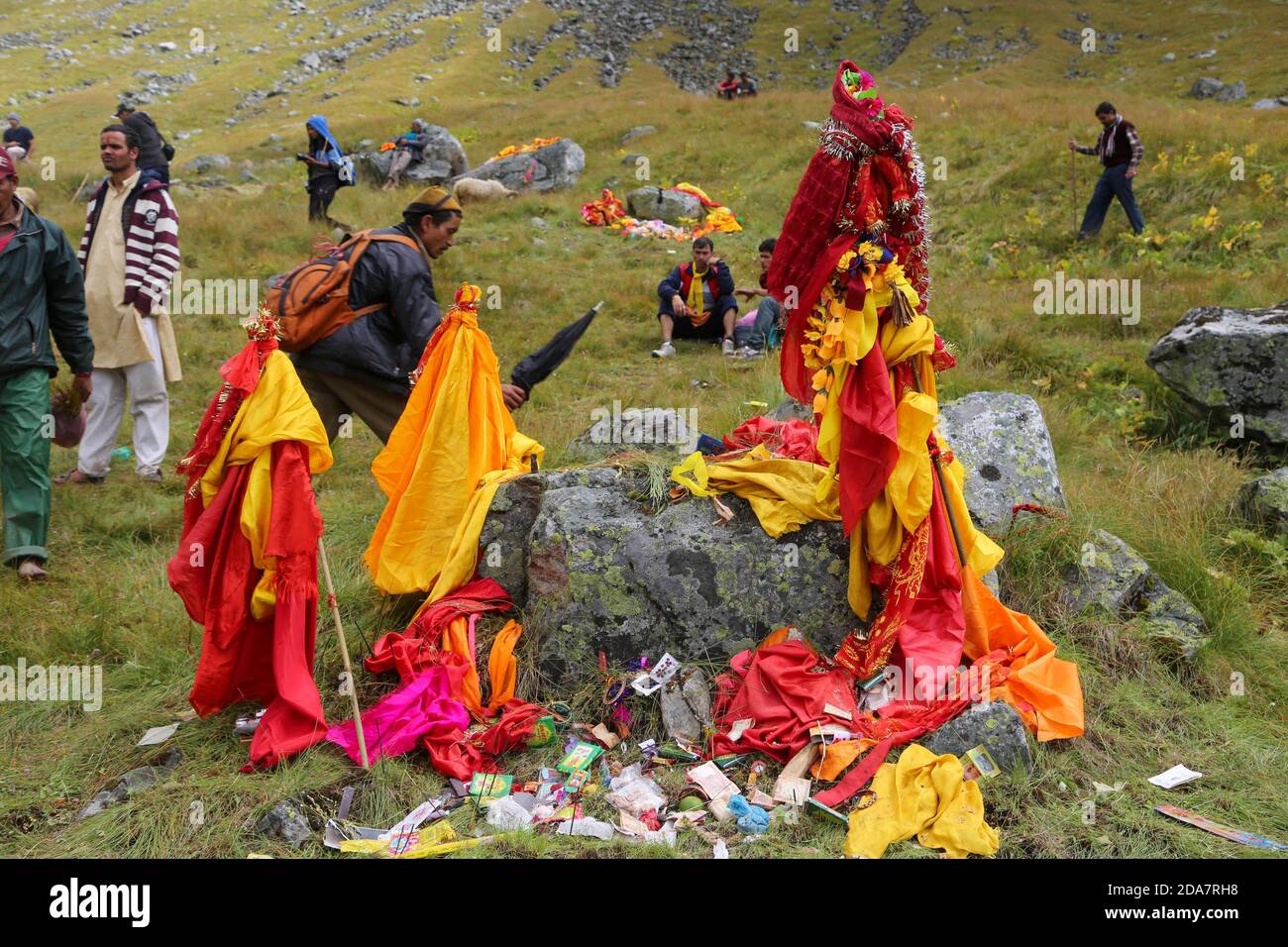 Religious offerings to goddess of Himalaya in India. Nanda Devi Raj Jat ...