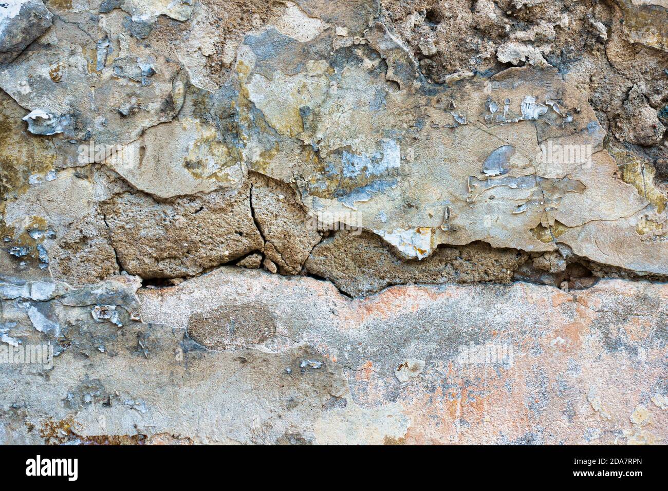 Old cracked weathered painted wall background texture. Light peeled ...