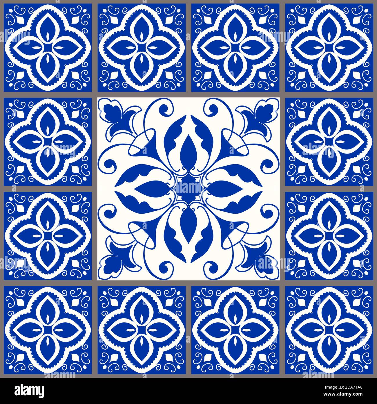Majolica pottery tile, blue and white azulejo, original traditional ...