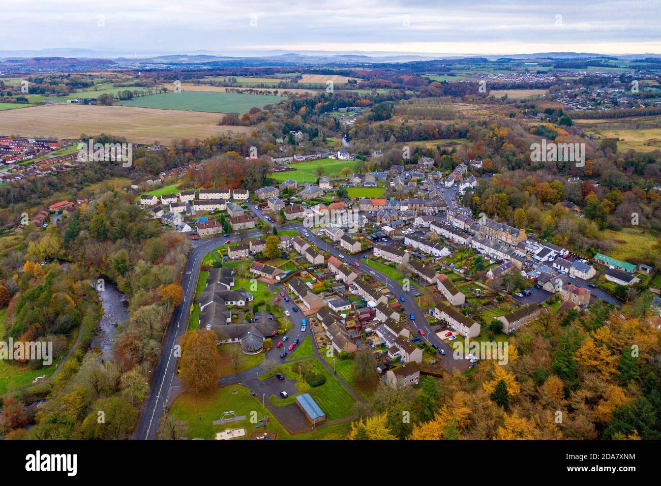 Aerial view of Mid Calder, West Lothian, Scotland Stock Photo - Alamy