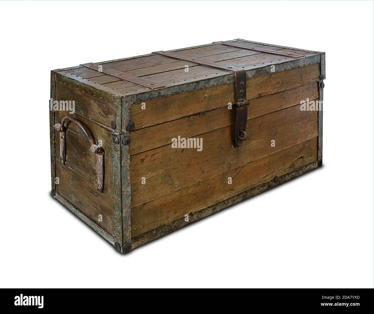 Old wooden chest isolated on white background Stock Photo - Alamy