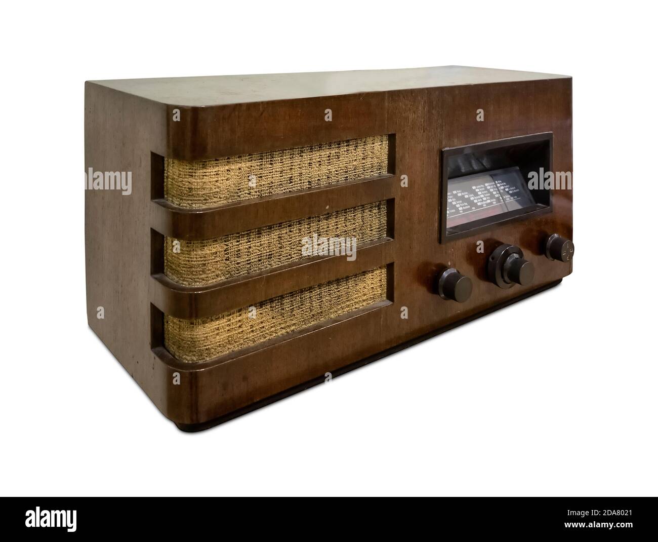 Vintage wooden radio isolated on white background Stock Photo - Alamy