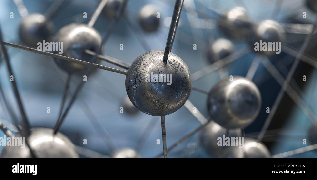 stained iron steel metal ball with abstract network architecture ...