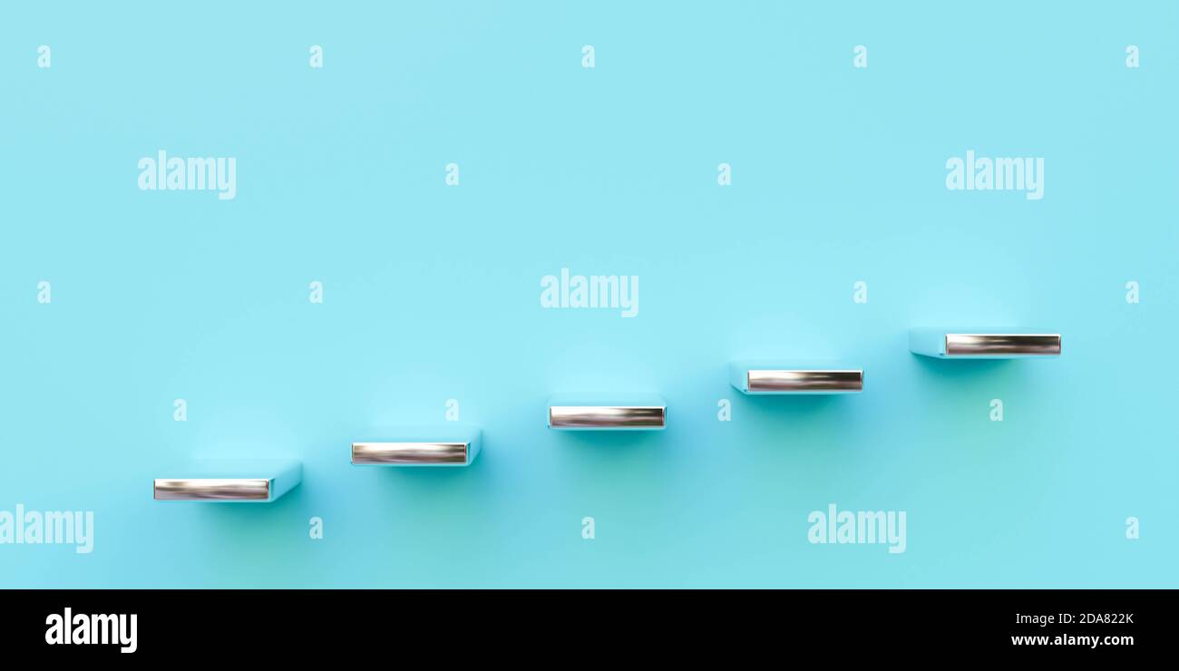 abstract podium stair case metal background 3d rendering illustration ...