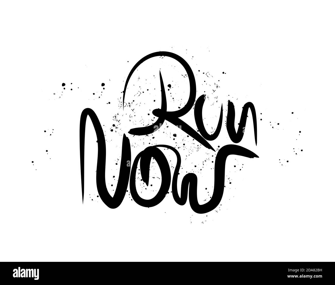 run now lettering art on white background in vector illustration Stock ...