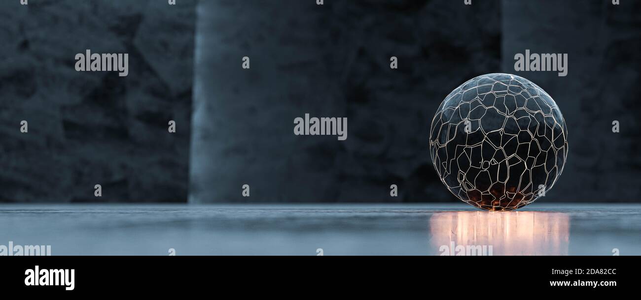 abstract ball sphere dark planet like shape modern design with glowing ...