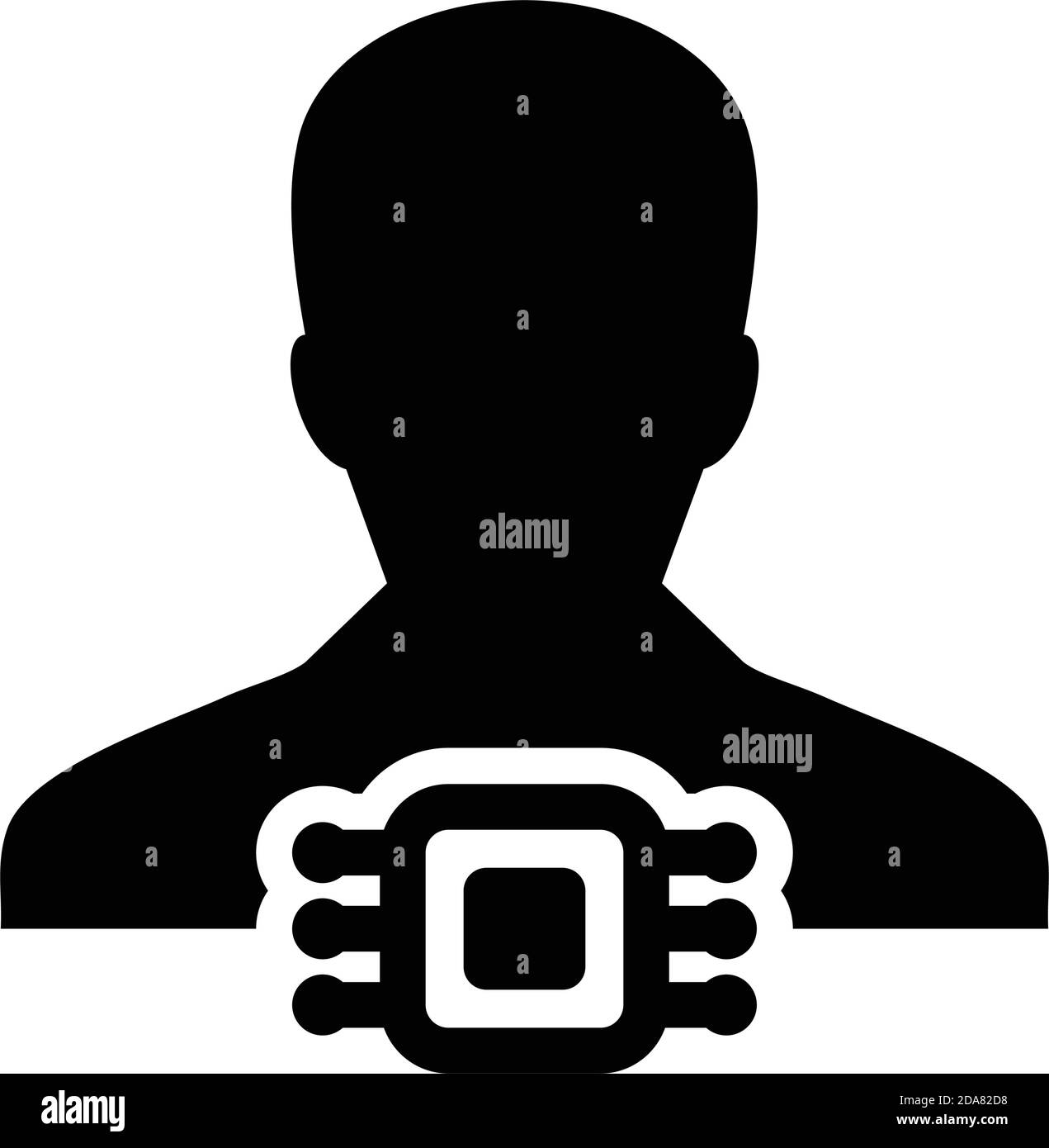 Human chip icon vector for RFID implant with male user person profile ...