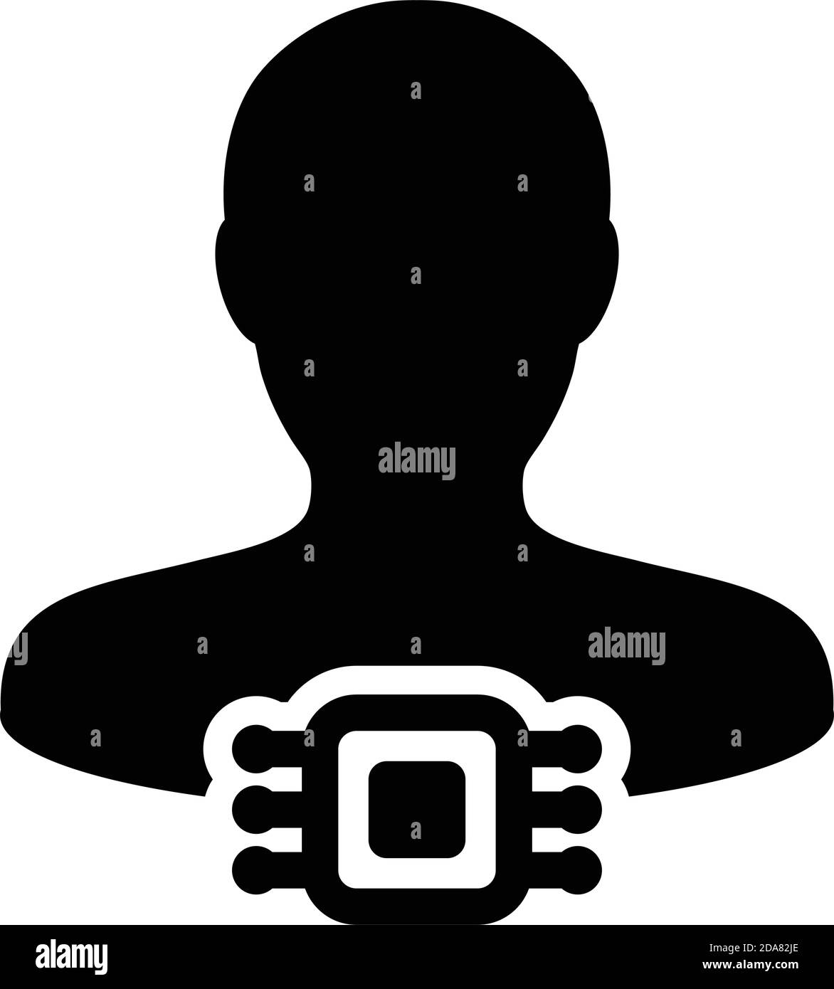 Human microchip implant icon vector for RFID with male user person ...