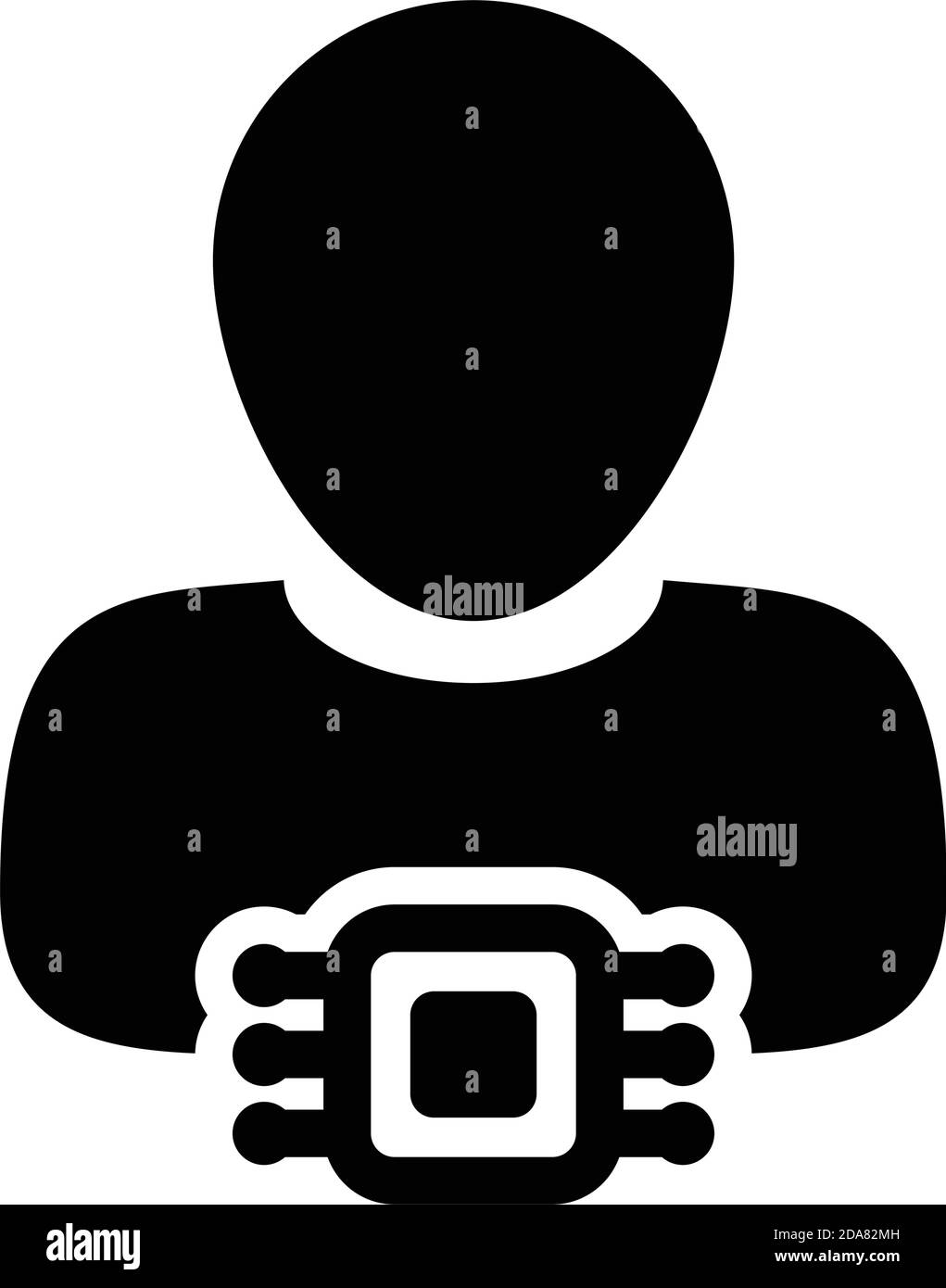 Avatar icon vector with RFID microchip implant for human tracking ...