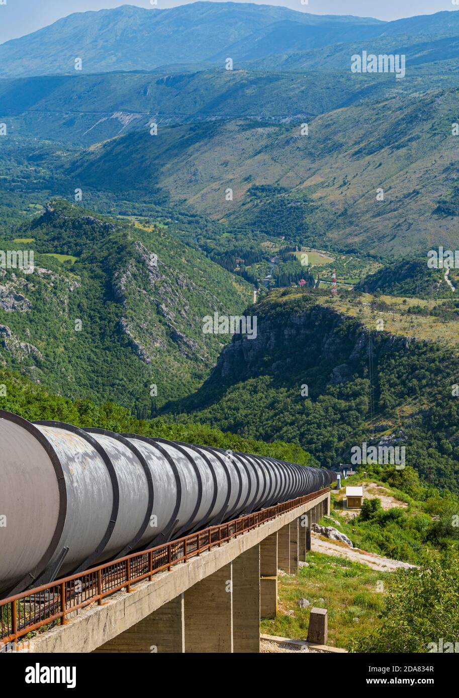 Montenegro. A pipeline of the hydroelectric power plant "Perucica" near ...
