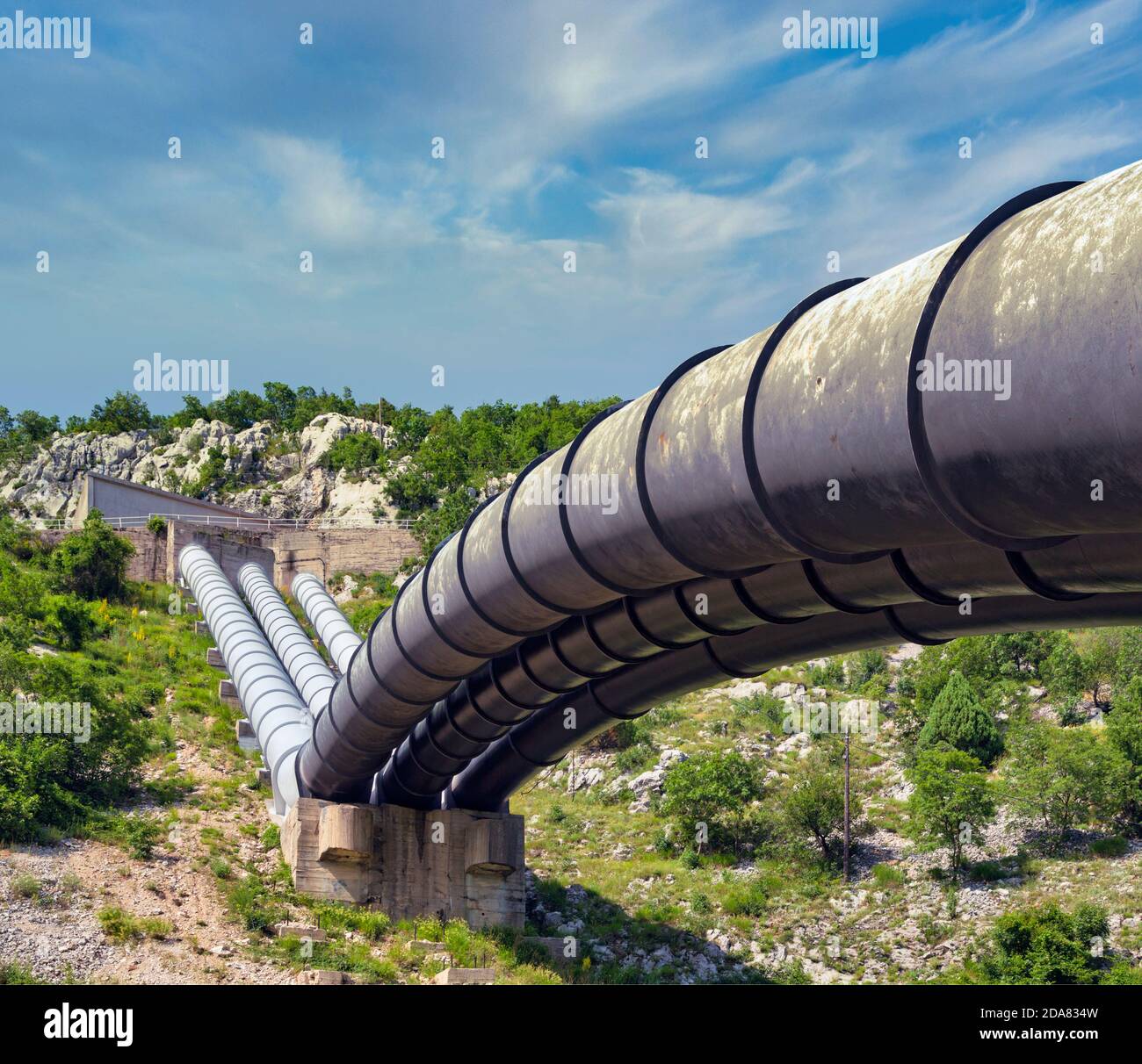 Montenegro. A pipeline of the hydroelectric power plant "Perucica" near ...