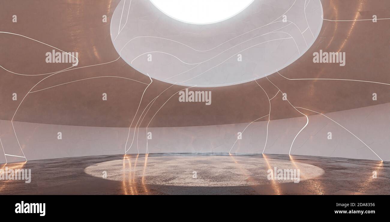 white abstract architecture hall 3d render illustration background with ...