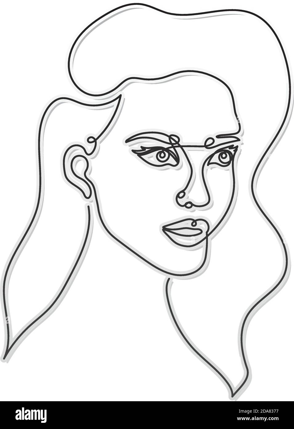 line woman face with a noise in a white background Stock Vector Image ...