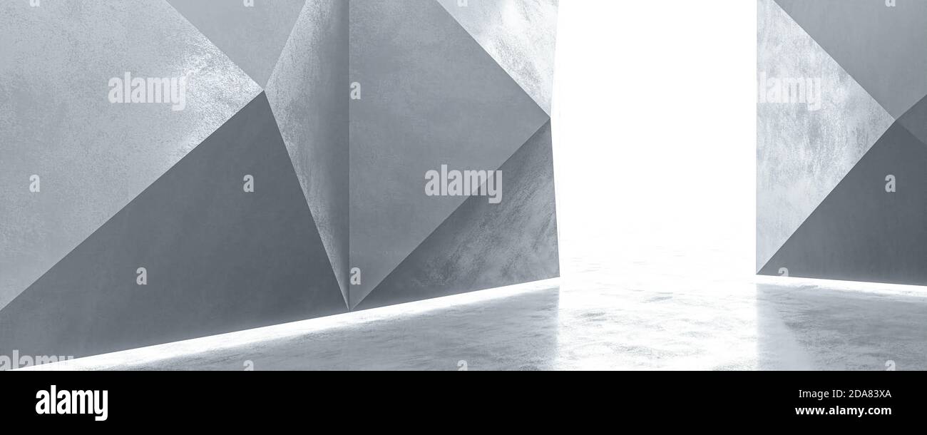 triangular abstract concrete architecture background 3d render ...